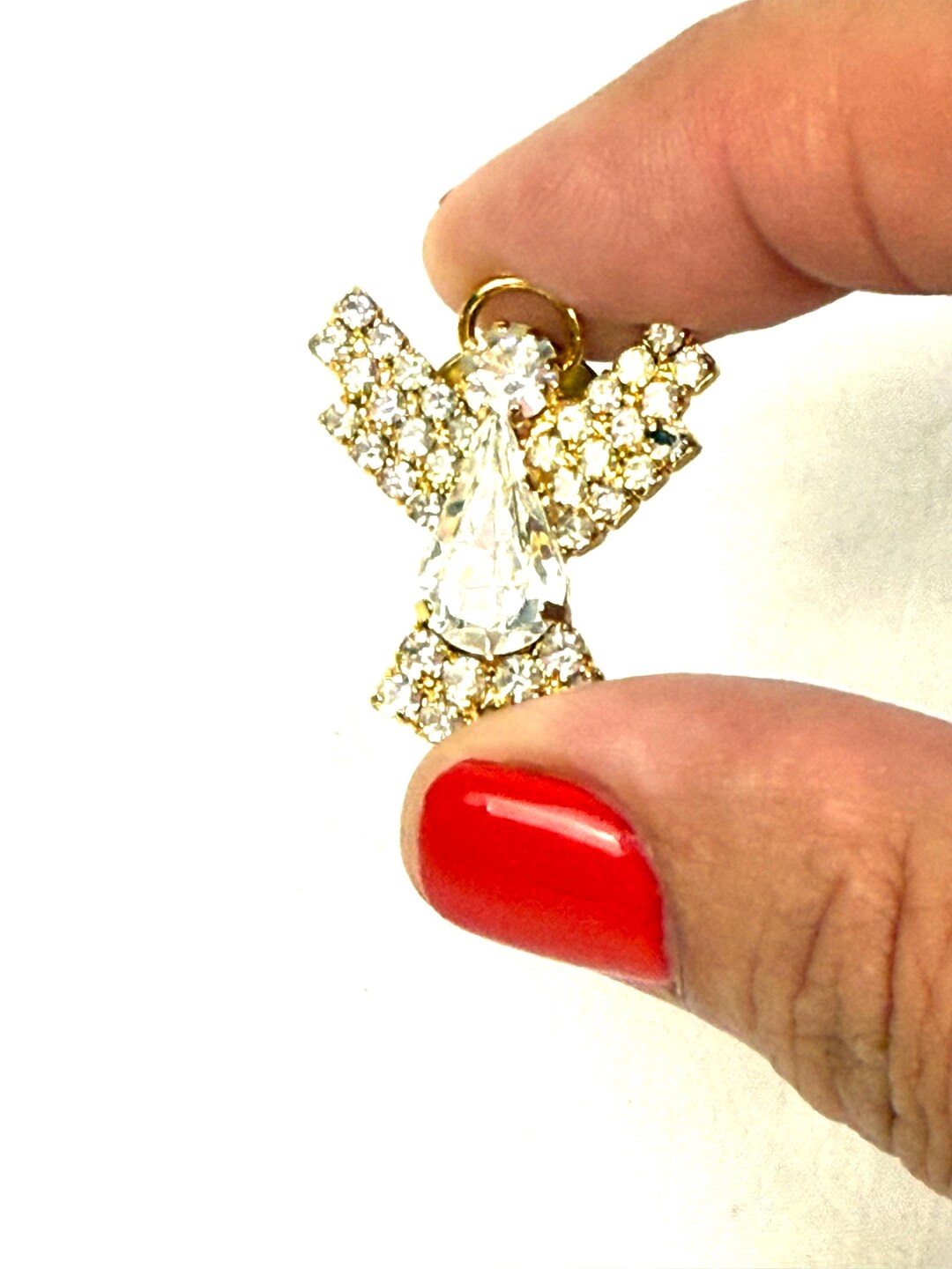 Gold Rhinestone Angel Lapel Pin – Sparkling Guardian Angel Brooch ...