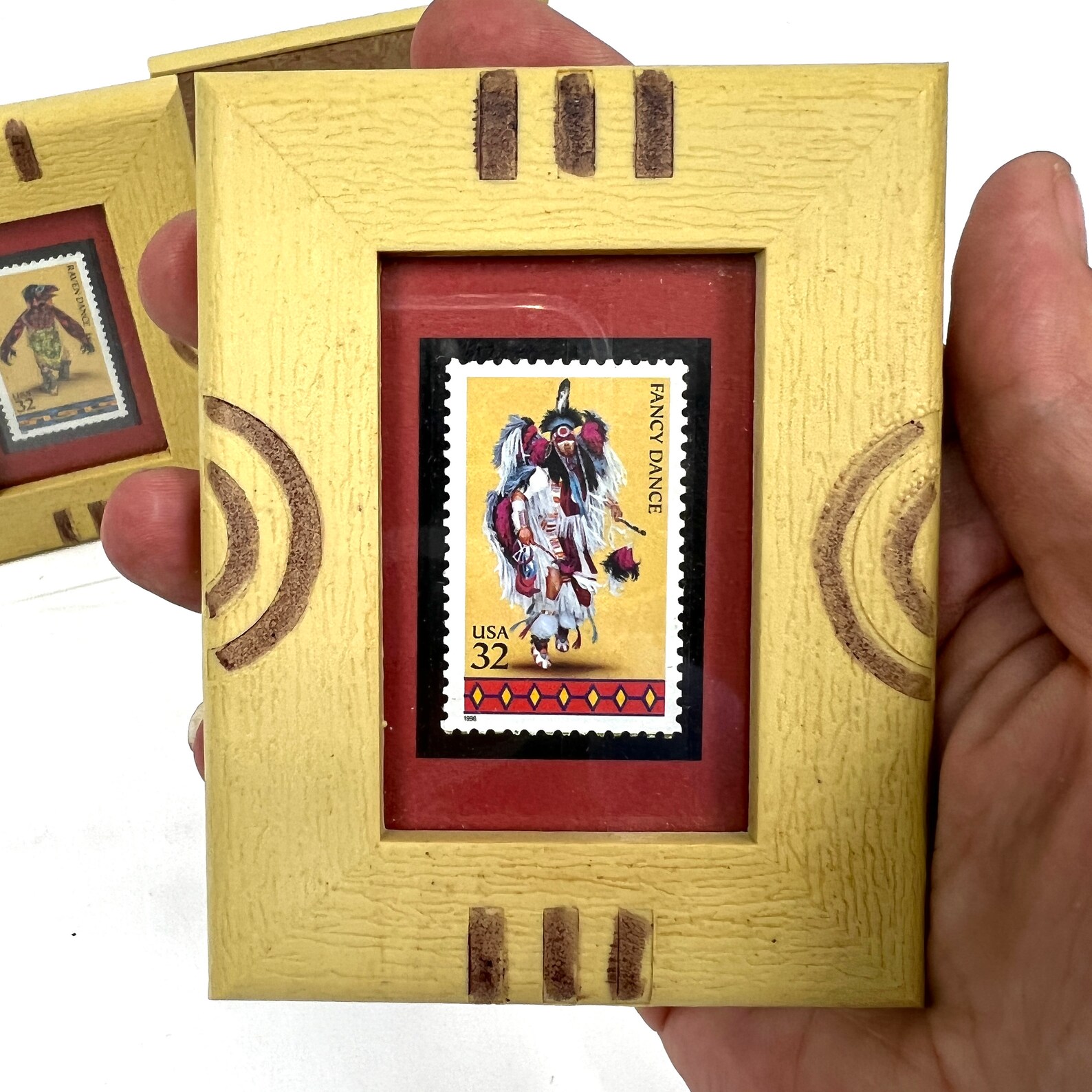 Four Vintage Indigenous People Stamps Framed Folk Art Wooden - Etsy