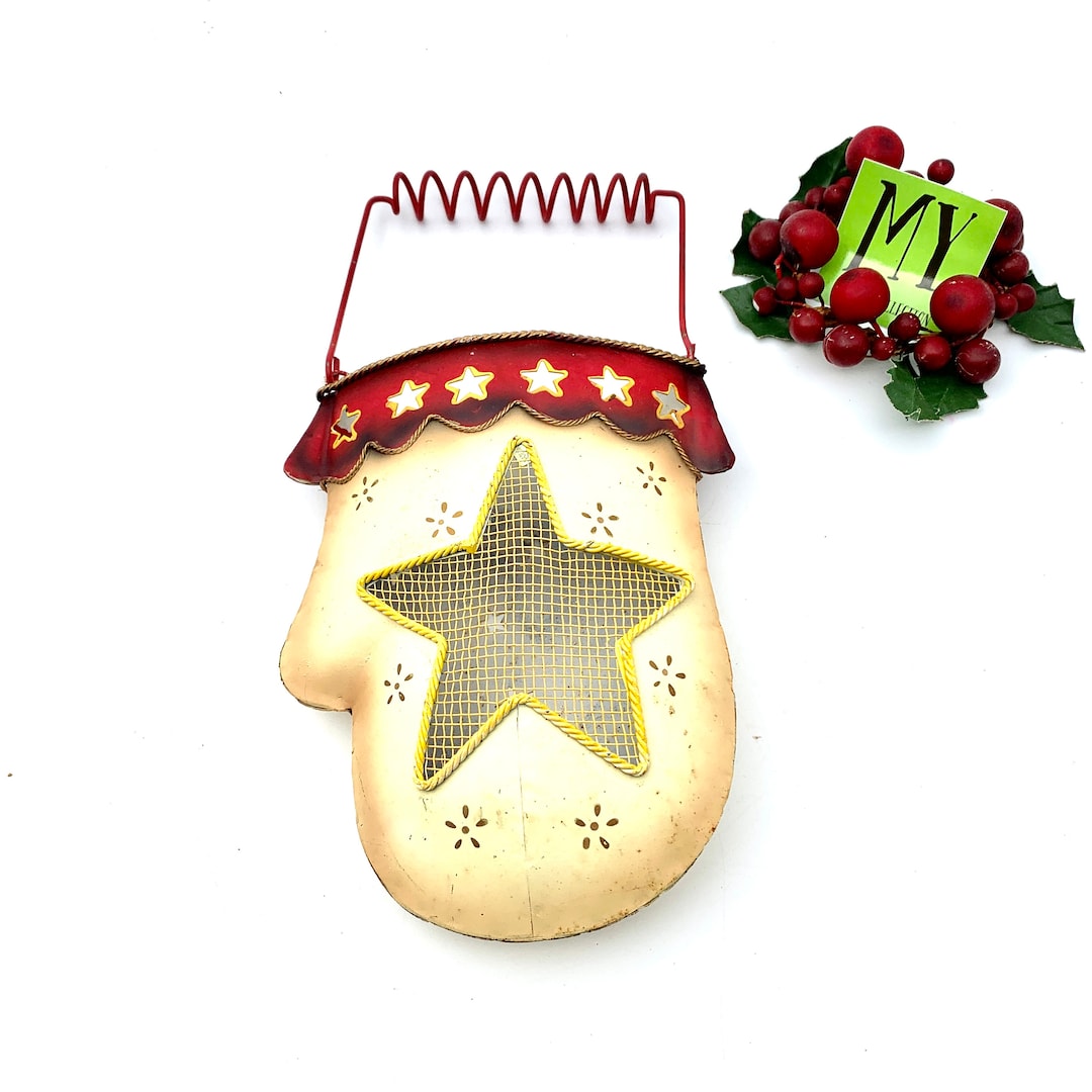 Vintage Metal Mitten Wall Decor: Star Cutout Flower Arrangement - Etsy