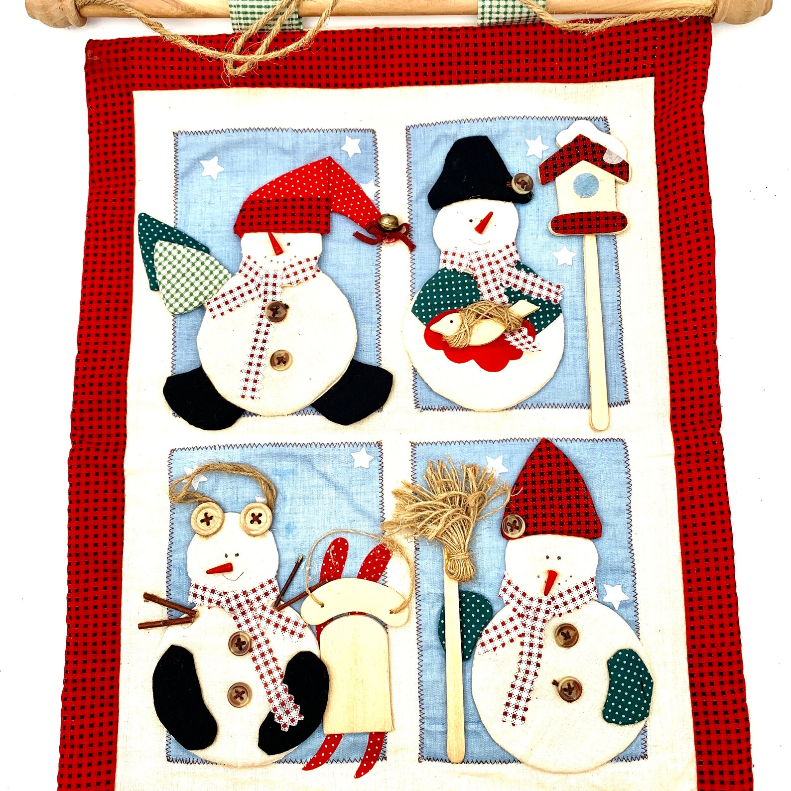 Vintage Snowman Applique Four Snowman Padded Embroidered | Etsy