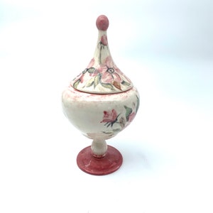 Vintage Art Pottery Compote Bowl With Lid Hand Painted Compote Dish - Etsy