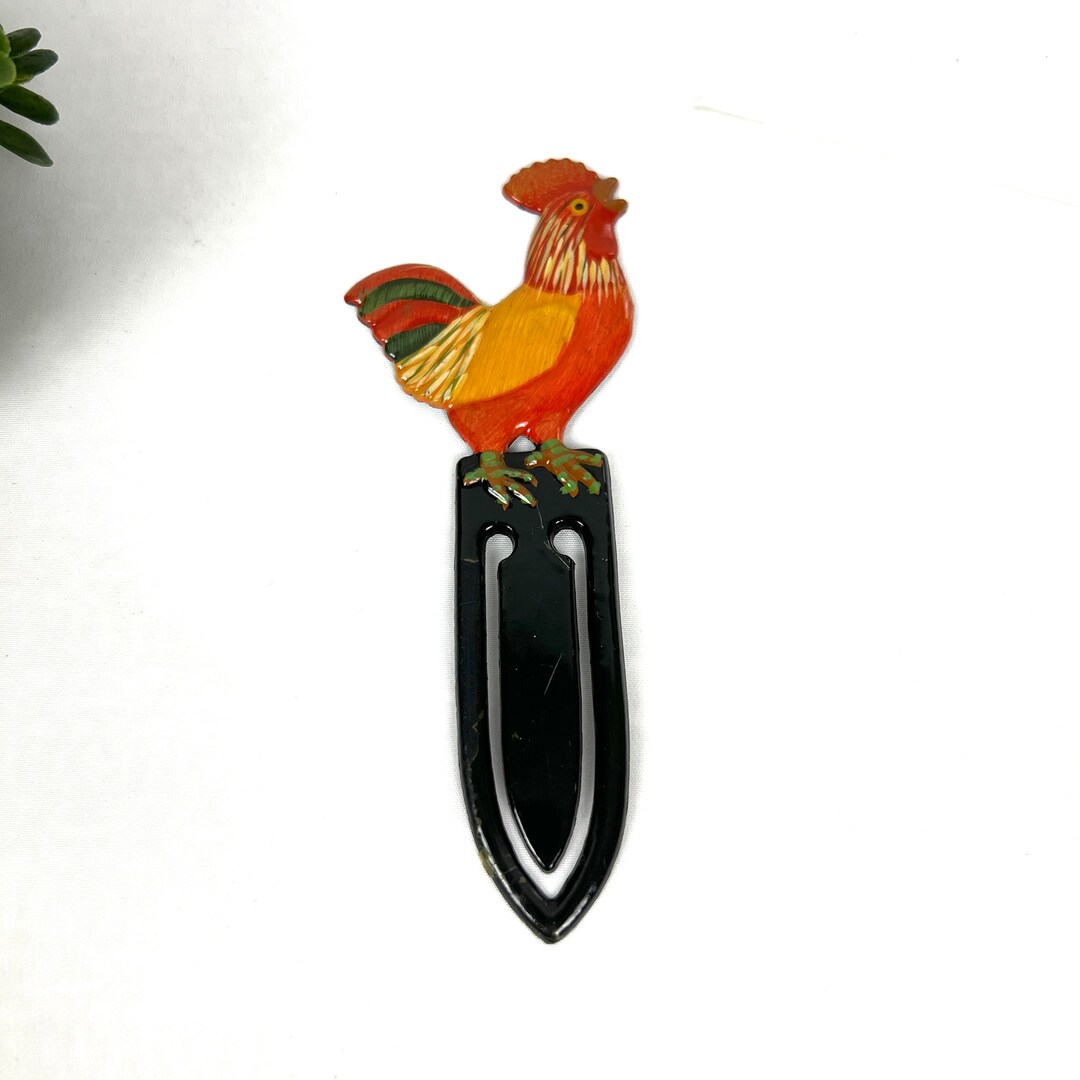 Vintage Red Rooster Bookmark: Gold Tone Metal, Farmhouse Decor - Etsy