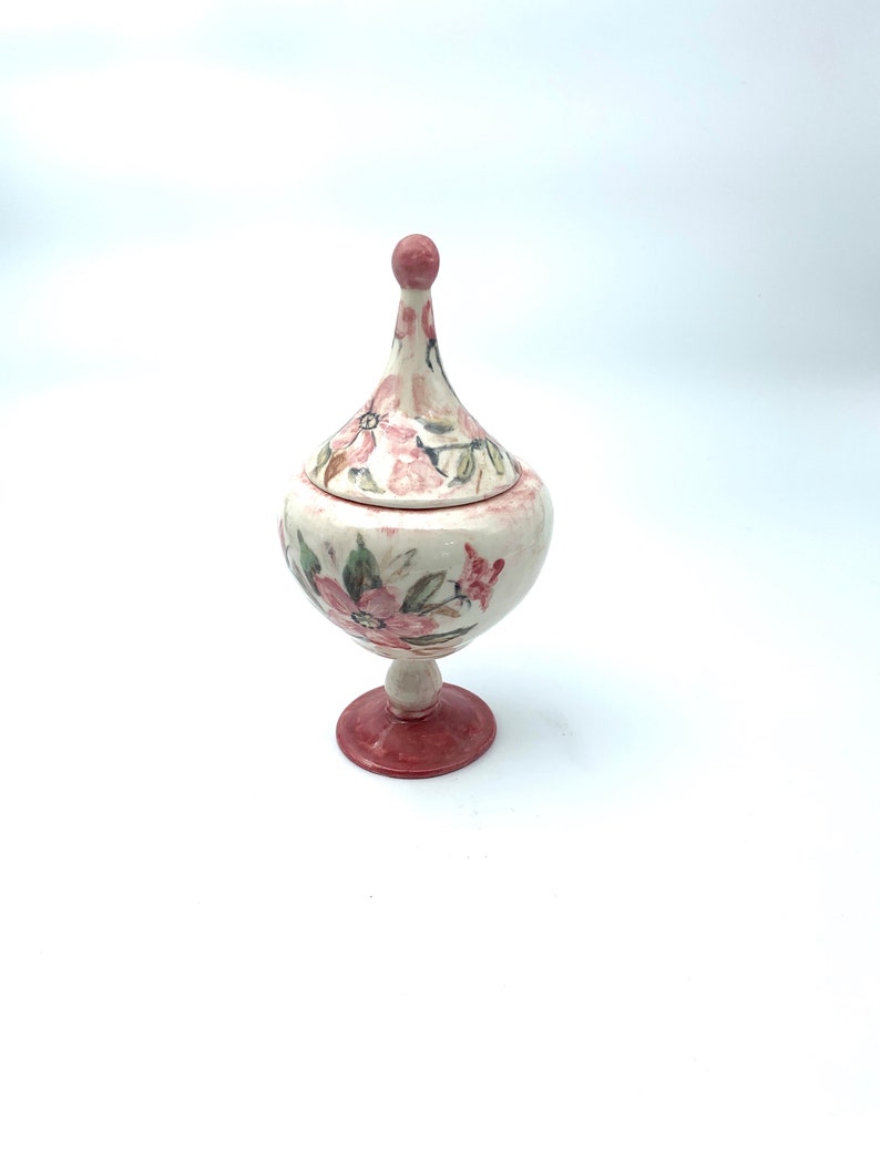Vintage Art Pottery Compote Bowl With Lid Hand Painted Compote Dish - Etsy