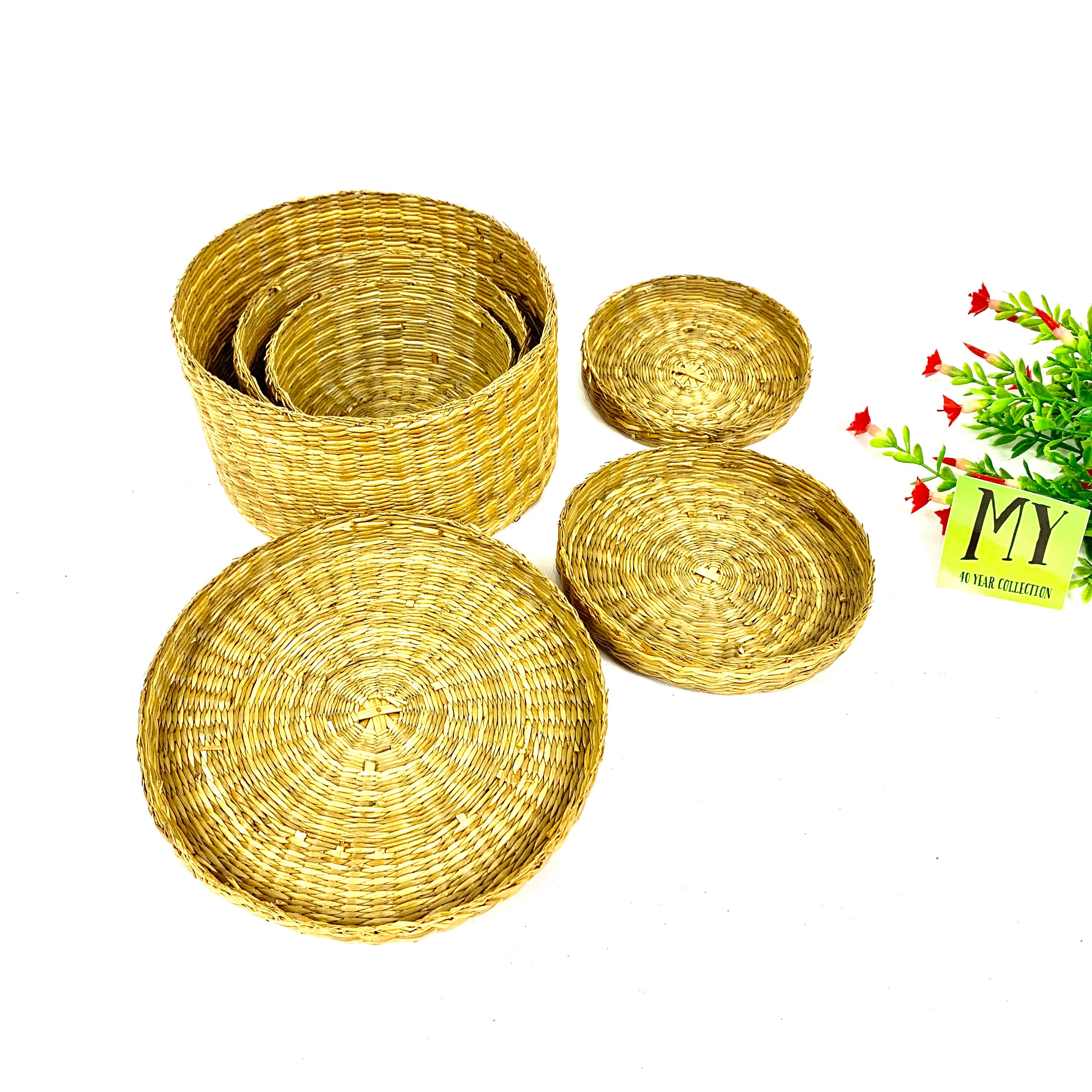 Vintage Set of Three Nesting Straw Woven Storage Containers - Etsy