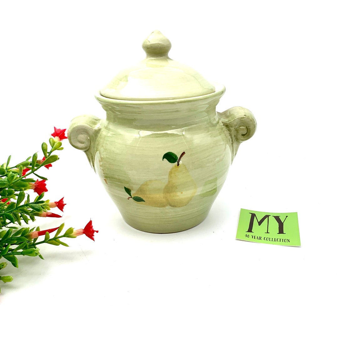Vintage Sage Green Ceramic Kitchen Canister With Pear Lid - Etsy