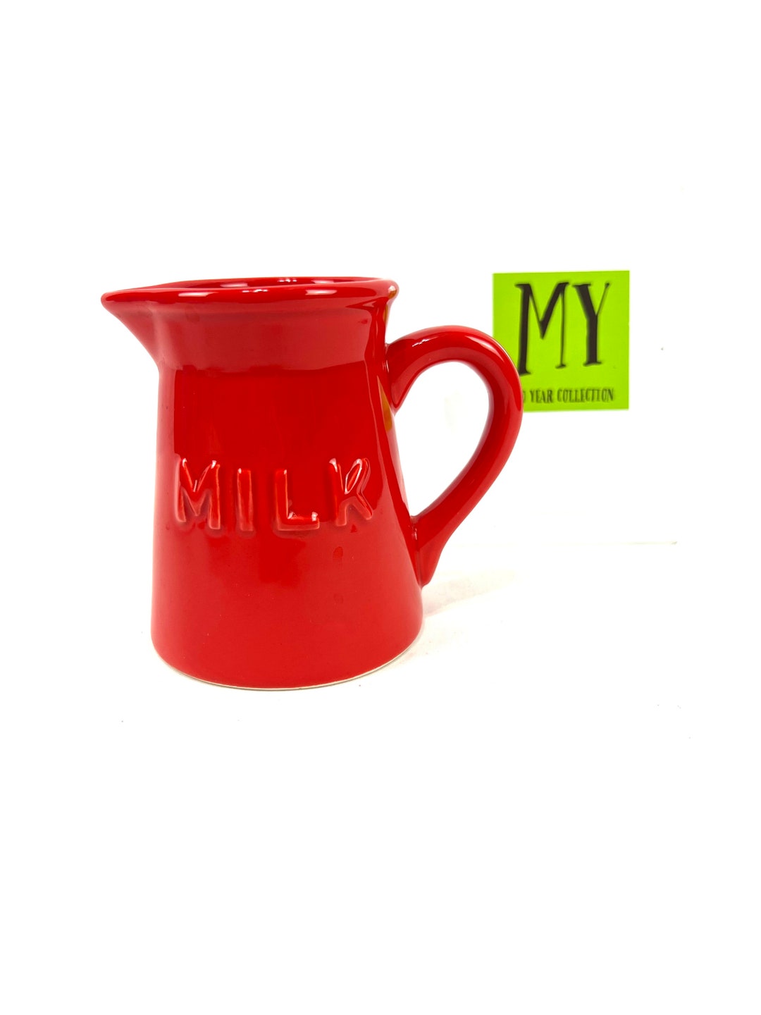 Vintage Ceramic Pitcher Red Creamer With Raised MILK on It Home ...