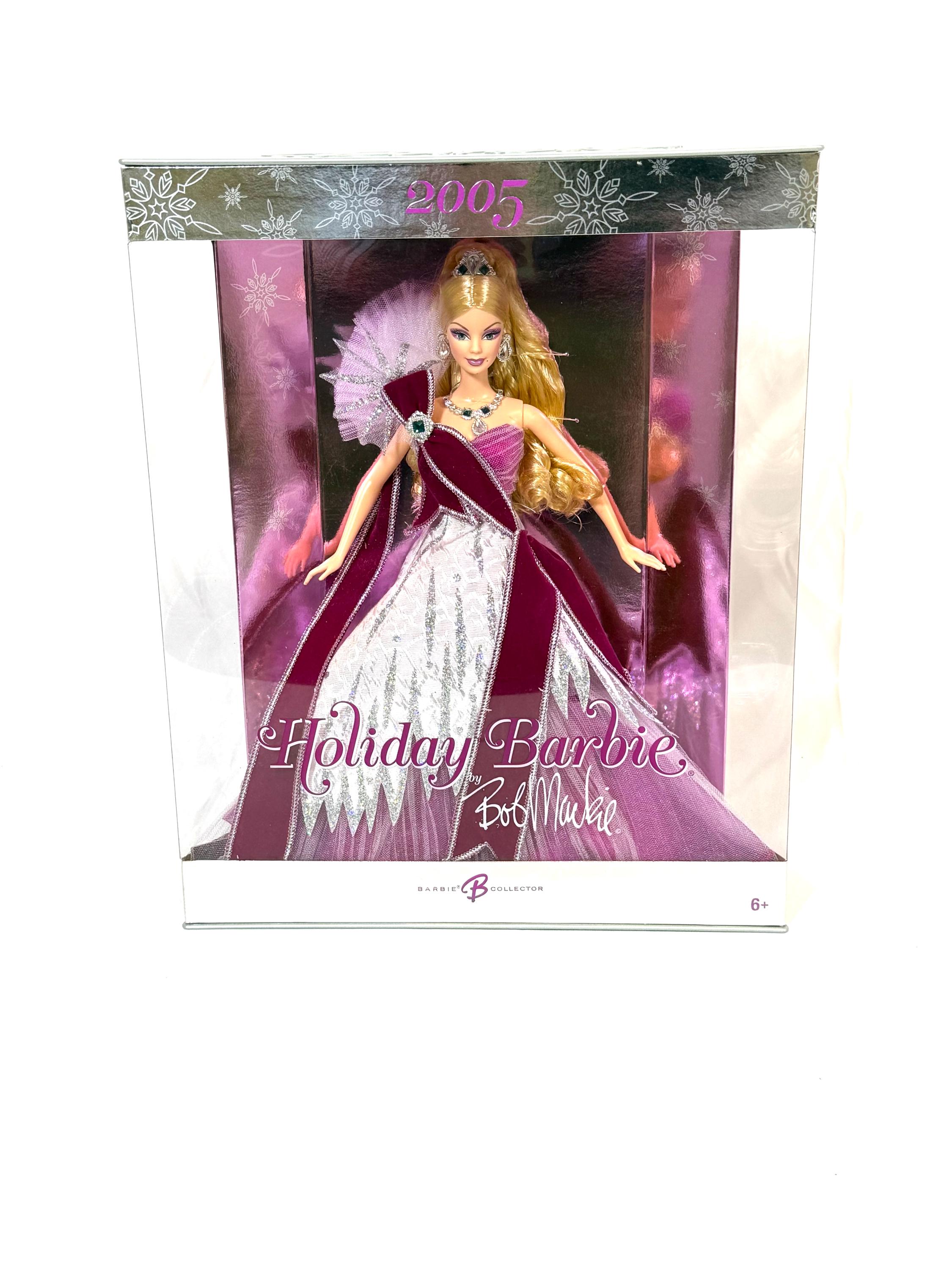 2005 Holiday Barbie Bob Mackie Special Edition Burgundy Silver Gown ...