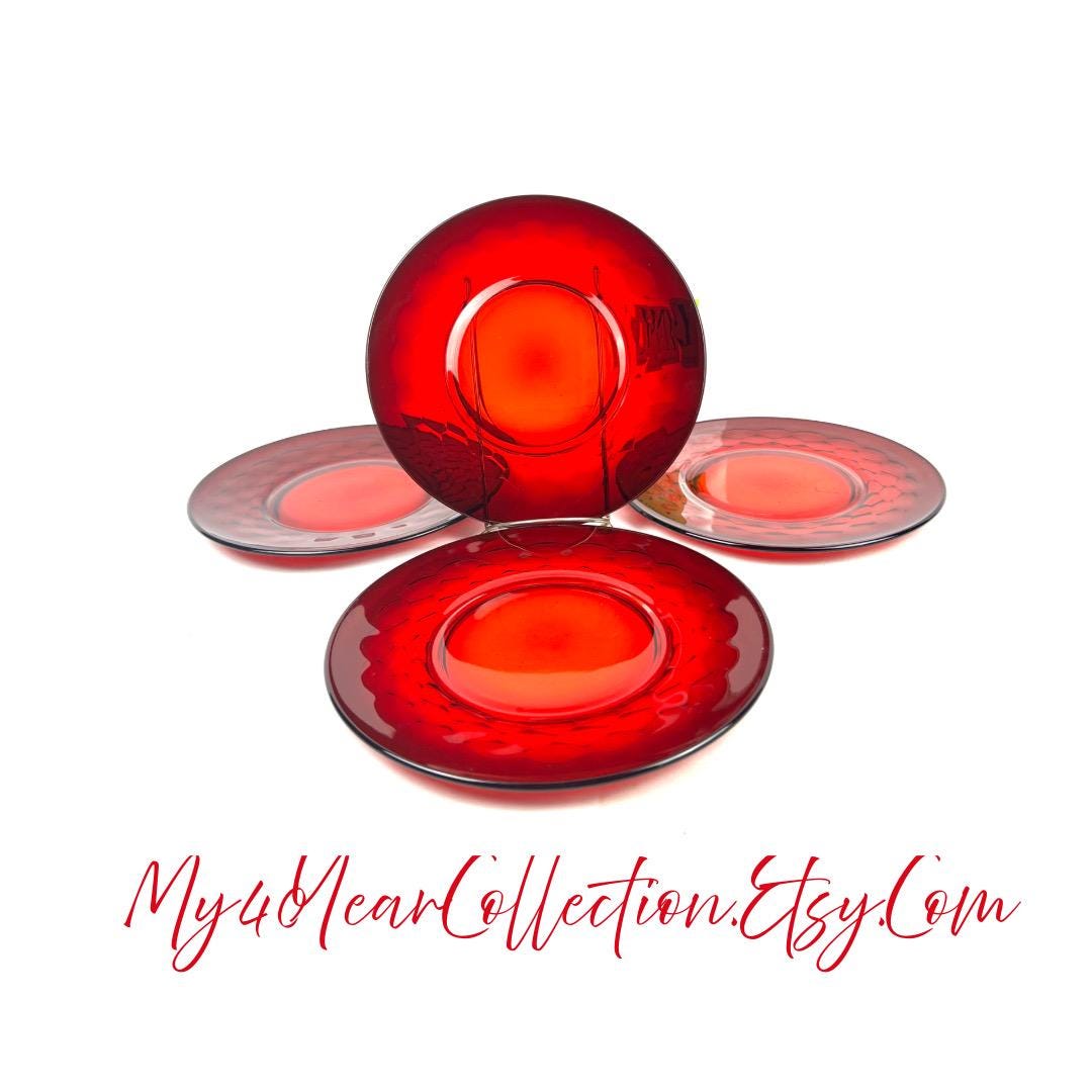 Vintage Luncheon Plates - Georgian Ruby by Fenton Plates - Red Glass ...