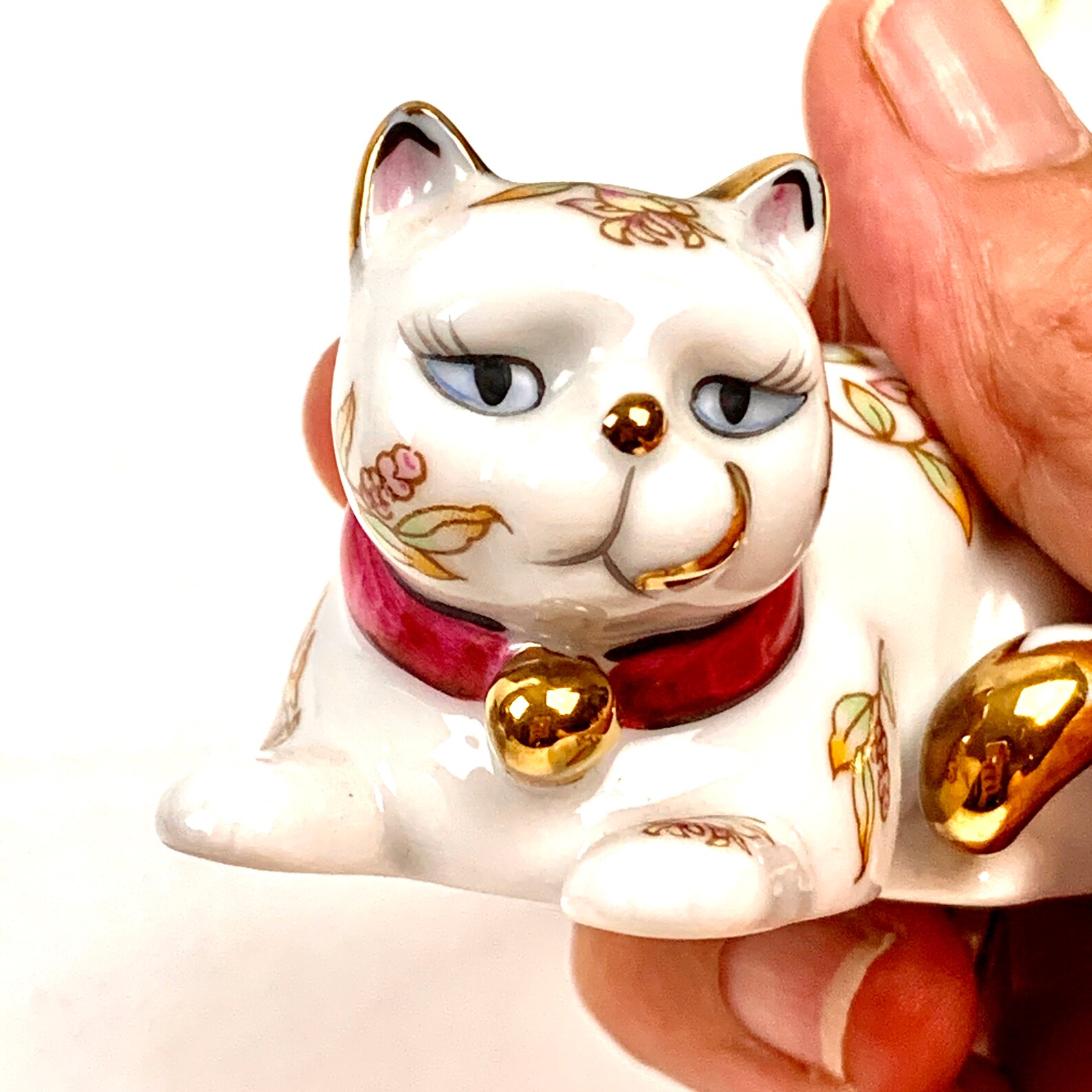 Vintage Franklin Mint Satsuma Cat Curio Cabinet Cat Figurine Pink ...