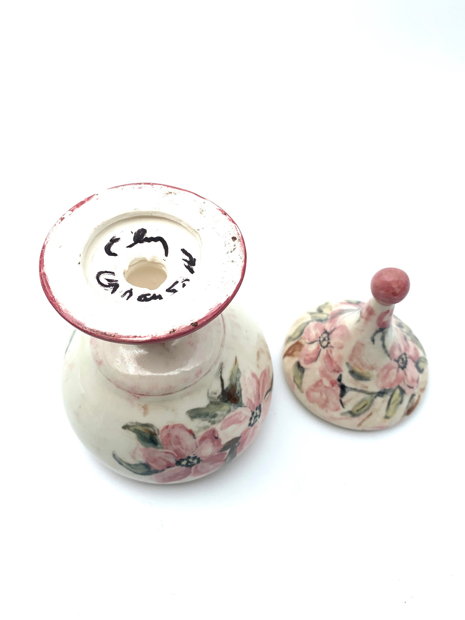 Vintage Art Pottery Compote Bowl With Lid Hand Painted Compote Dish - Etsy