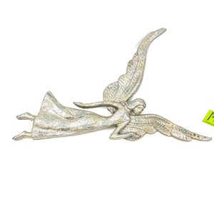 Vintage Angel Wall Hanging Sculpture - Silver Floating Angel - Spread ...