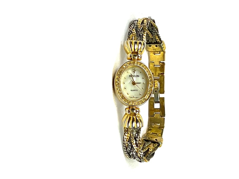 Vintage Revlon Crystal Watch – Gold Tone Braided Band, Japan Movement ...