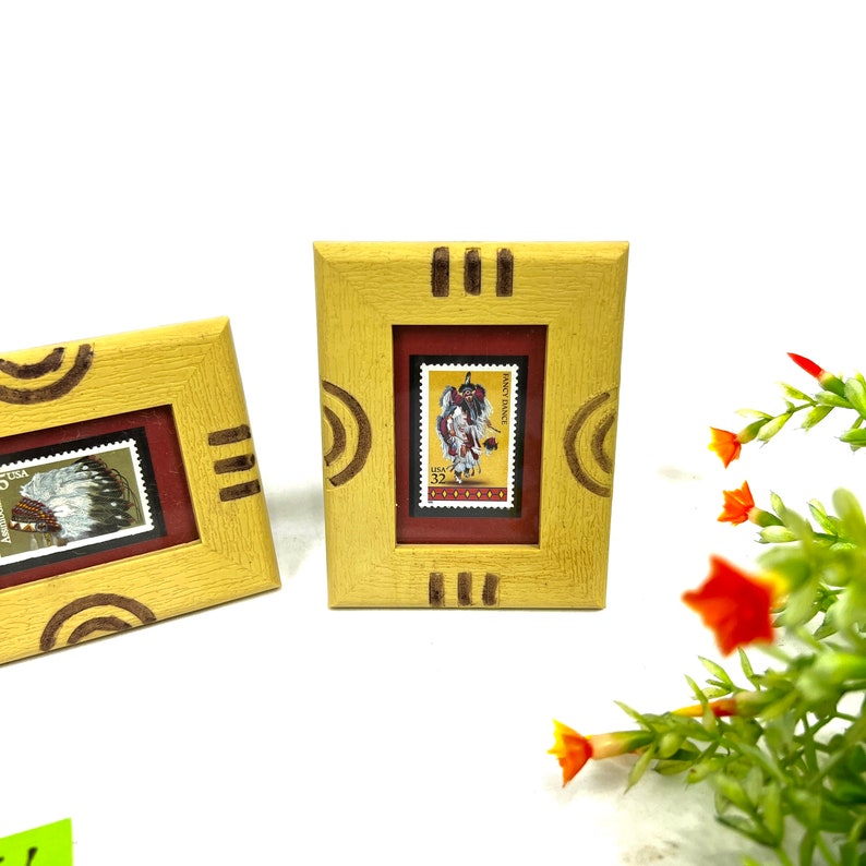 Vintage Indigenous People Stamps: Framed Folk Art Decor - Etsy