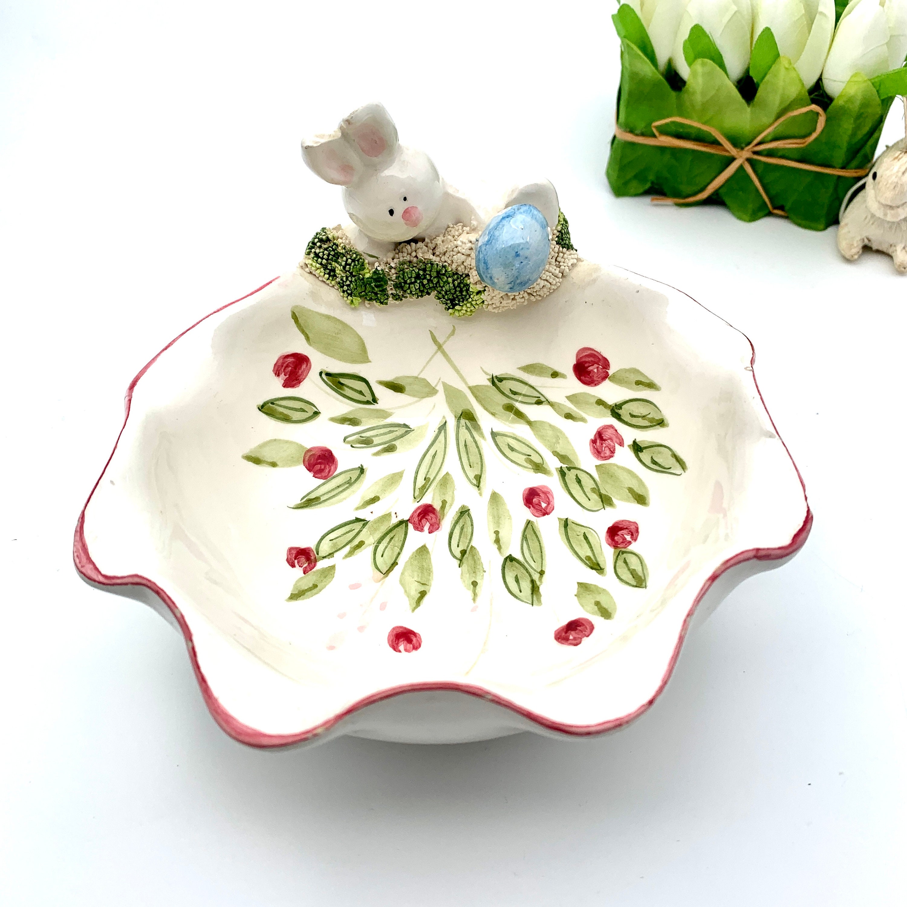 Vintage Nantucket Pottery Handpainted Bunny Rabbit Hanging on - Etsy