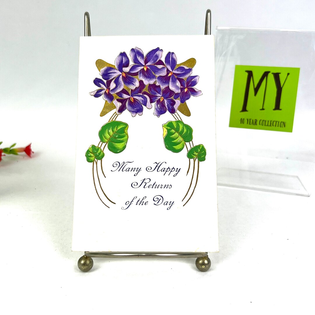 Antique Embossed Postcard - Many Happy Returns of the Day - Violets ...