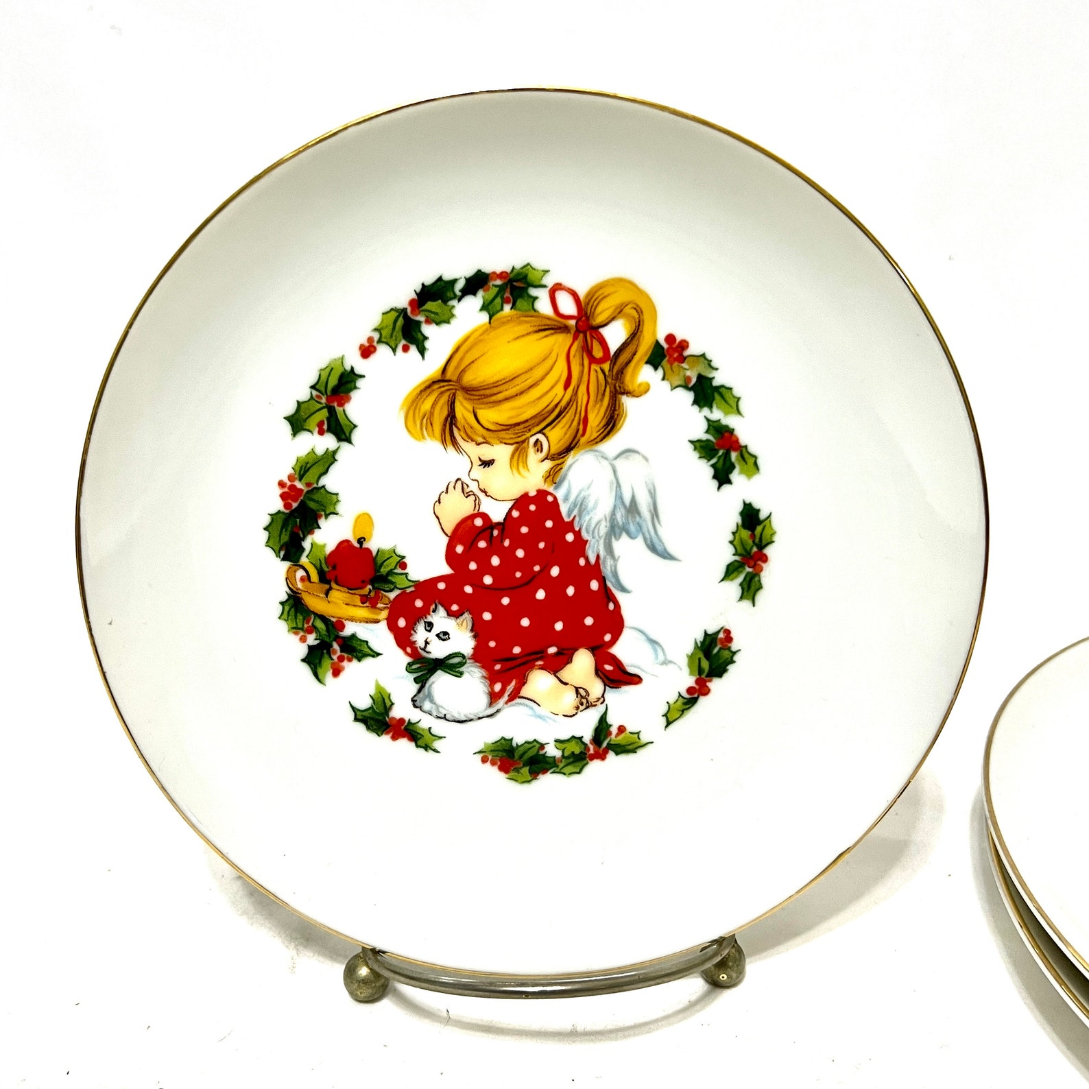 Vintage JASCO Japan Christmas Plates: 22K Gold Trim Porcelain Set - Etsy