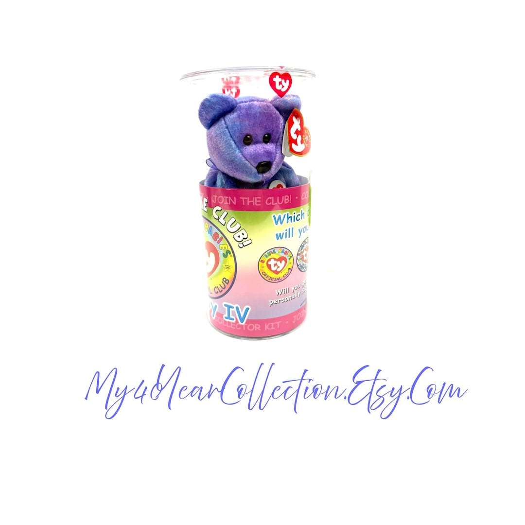 TY Beanie Babies Club IV Collector Kit Purple Bear Sealed Vintage Plush ...