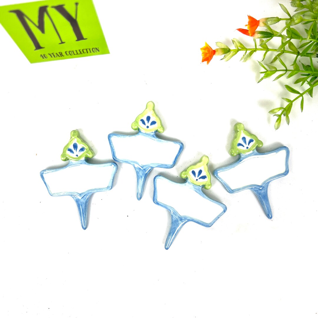 Vintage Set of 4 Ceramic Herb Garden Markers - Ceramic Name Tag Picks ...