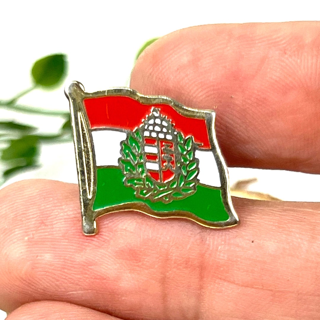 Vintage Lapel Pin Hungary Contry Flag With Country Crast Lapel Pin ...