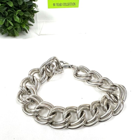 Vintage Retro Chunky Silver Chain Link Bracelet - He… - Gem