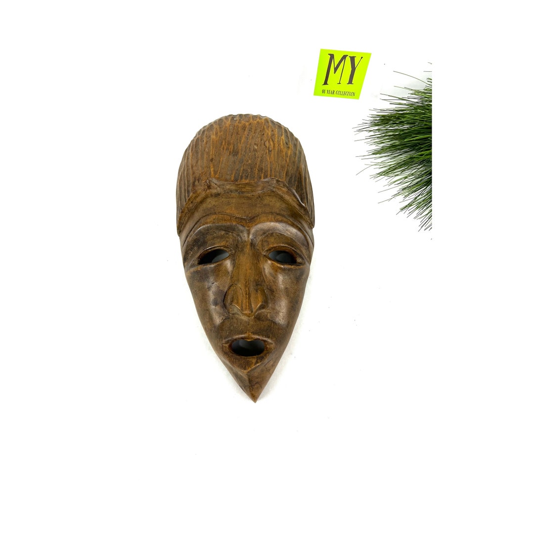 Vintage Hand-carved Wood African Mask - African Tribal Mask - Wall ...