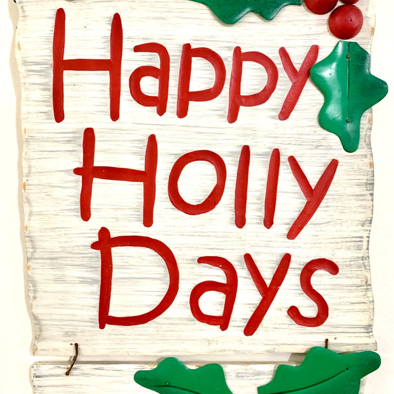 Vintage Rustic Wooden Happy Holly Days Sign Christmas Door - Etsy