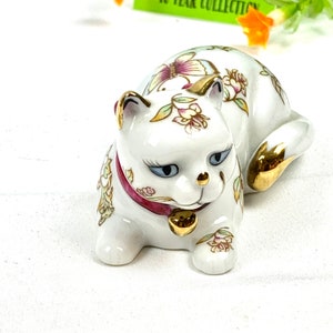 Vintage Franklin Mint Satsuma Cat Curio Cabinet Cat Figurine Pink ...