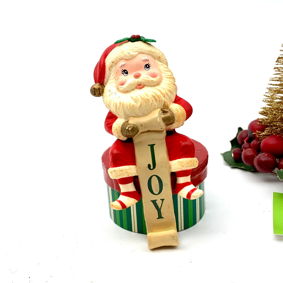 Vintage Russ Berrie Santa Claus Figurine: Shelf Sitter With Joy List - Etsy