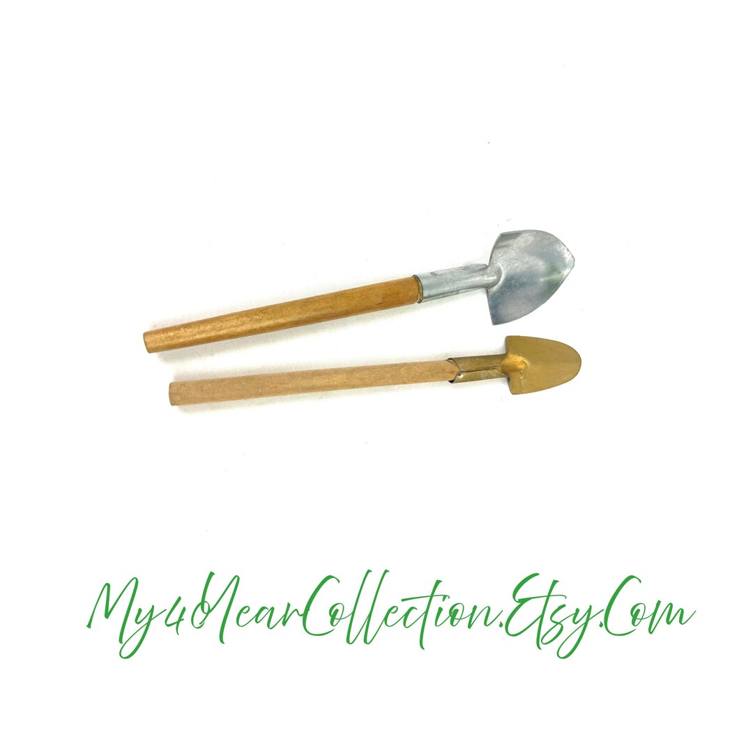 Vintage Mini Garden Shovels: Rustic Gold & Silver Painted Metal, Wooden ...
