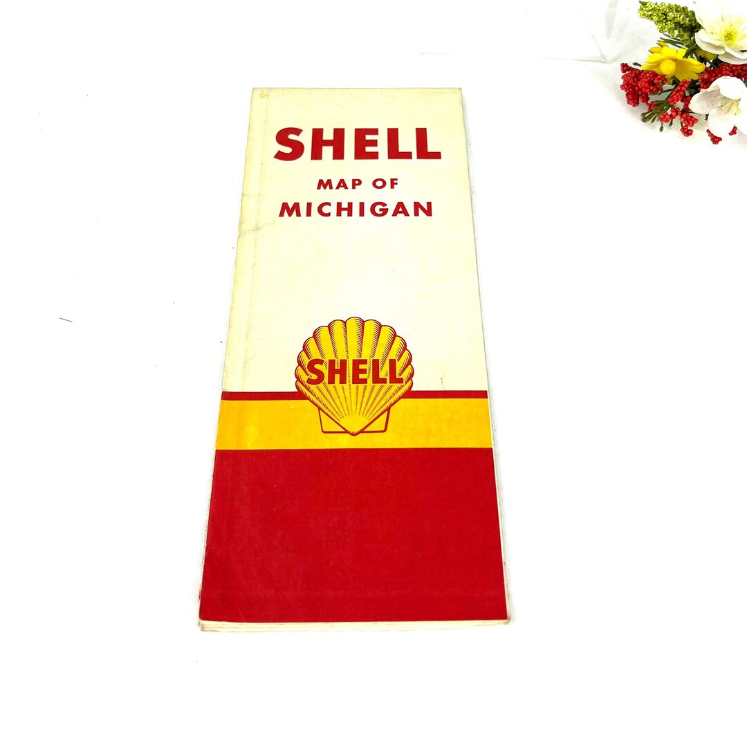 Vintage Foldout Road Map - Shell Gasoline Road Map of Michigan ...