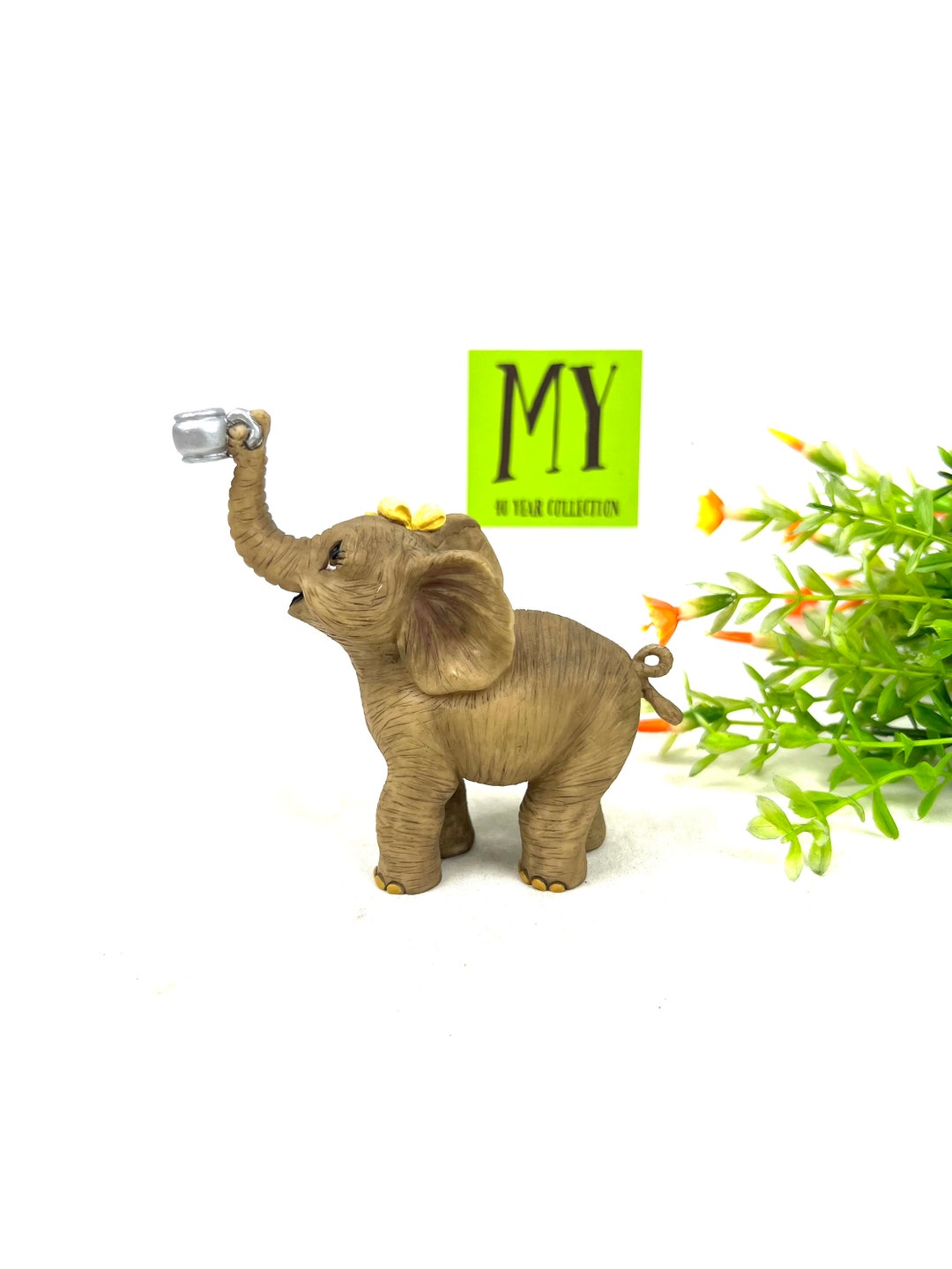 Vintage Elephant Figurine - Small Ceramic Elephant With Trunk up ...