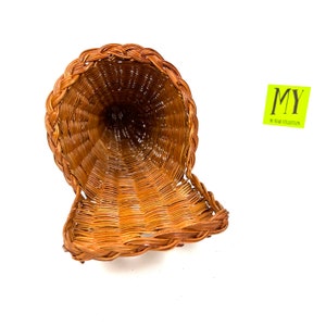 Vintage Wicker Cornucopia Basket - Table Decor - Cinnamon Color - Fall ...