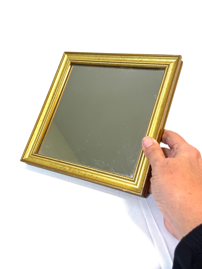 Vintage Gold Wood Wall Mirror Small Square Frame Classic Gallery Wall ...