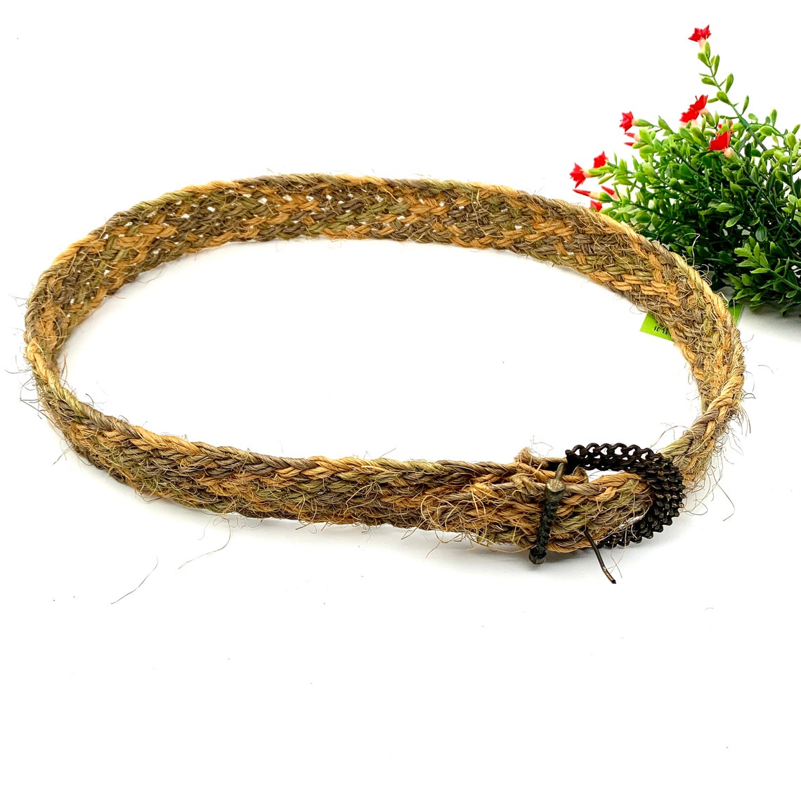 Vintage Braided Jute Belt: Natural Twine With Brass Buckle - Etsy