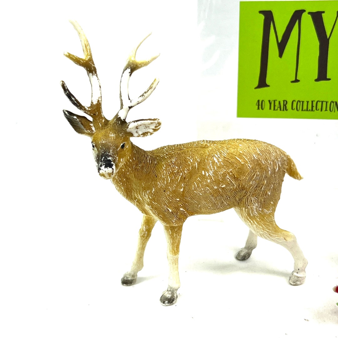 Vintage Plastic Deer Stag Toy, Stag Figurines, Standing Distressed Stag ...