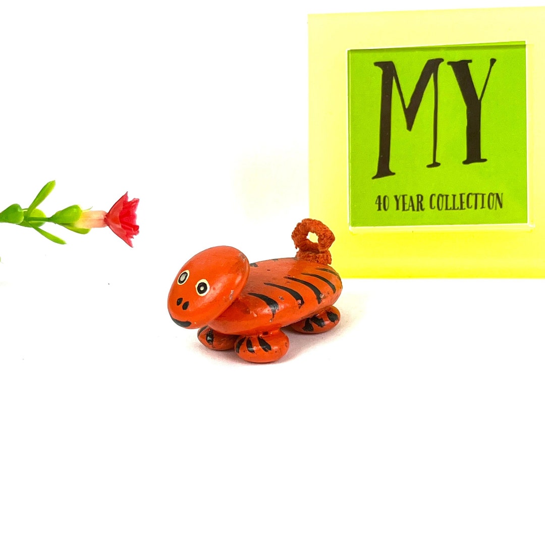 Vintage Handmade Tiger Figurine - Pebbles Tiger - Small Tiger Big Eyes ...