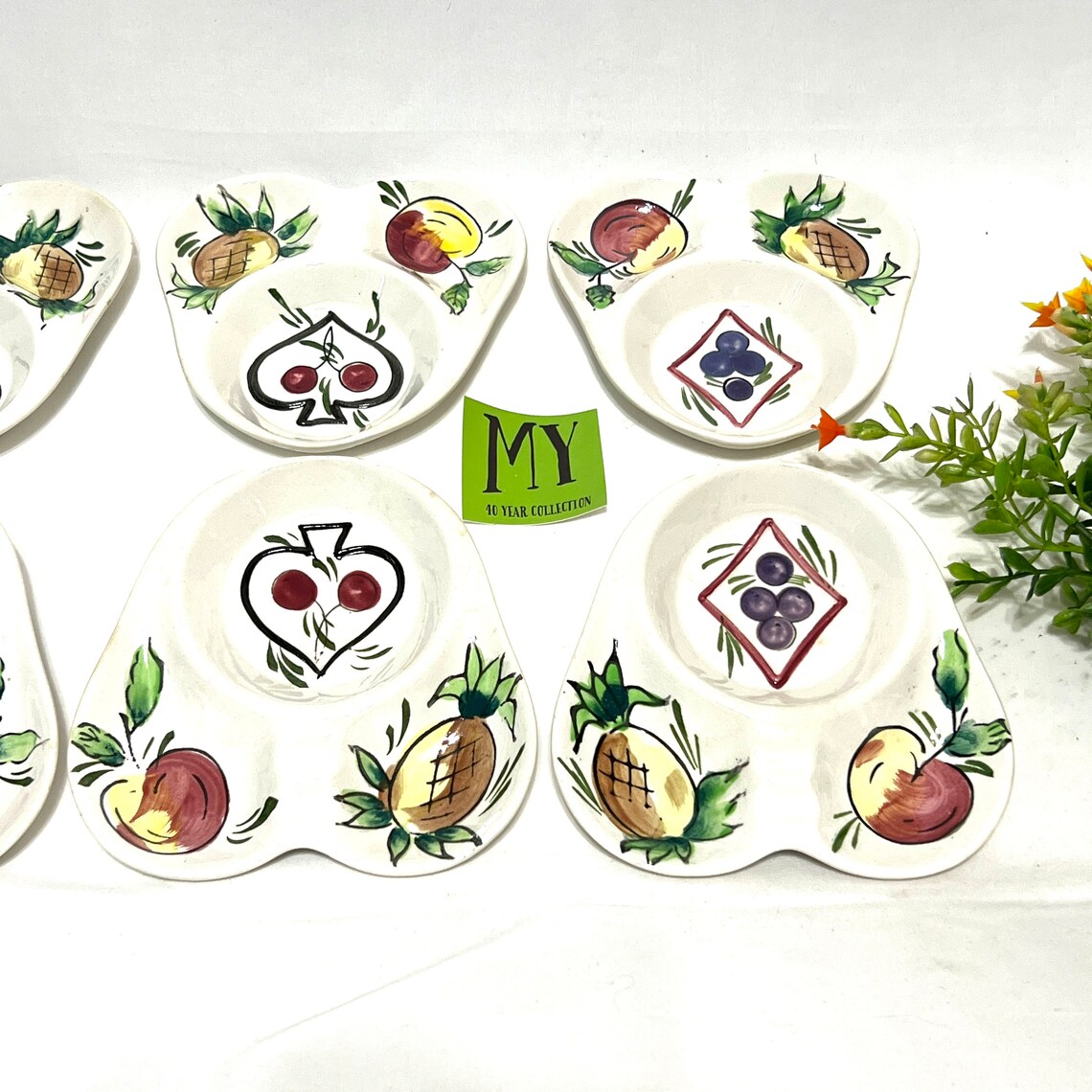 Vintage Ceramic 3 Part Divided Dishes Ashtray Fruit Spades - Etsy
