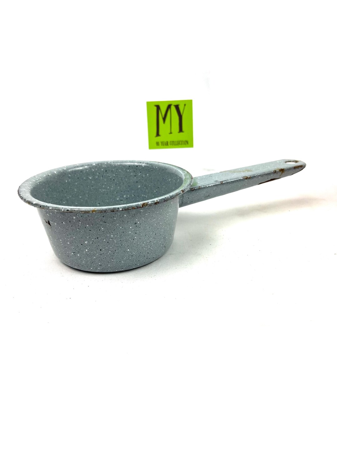 Vintage Speckled Enamelware Dipper Pot: Gray & White Farmhouse Decor - Etsy
