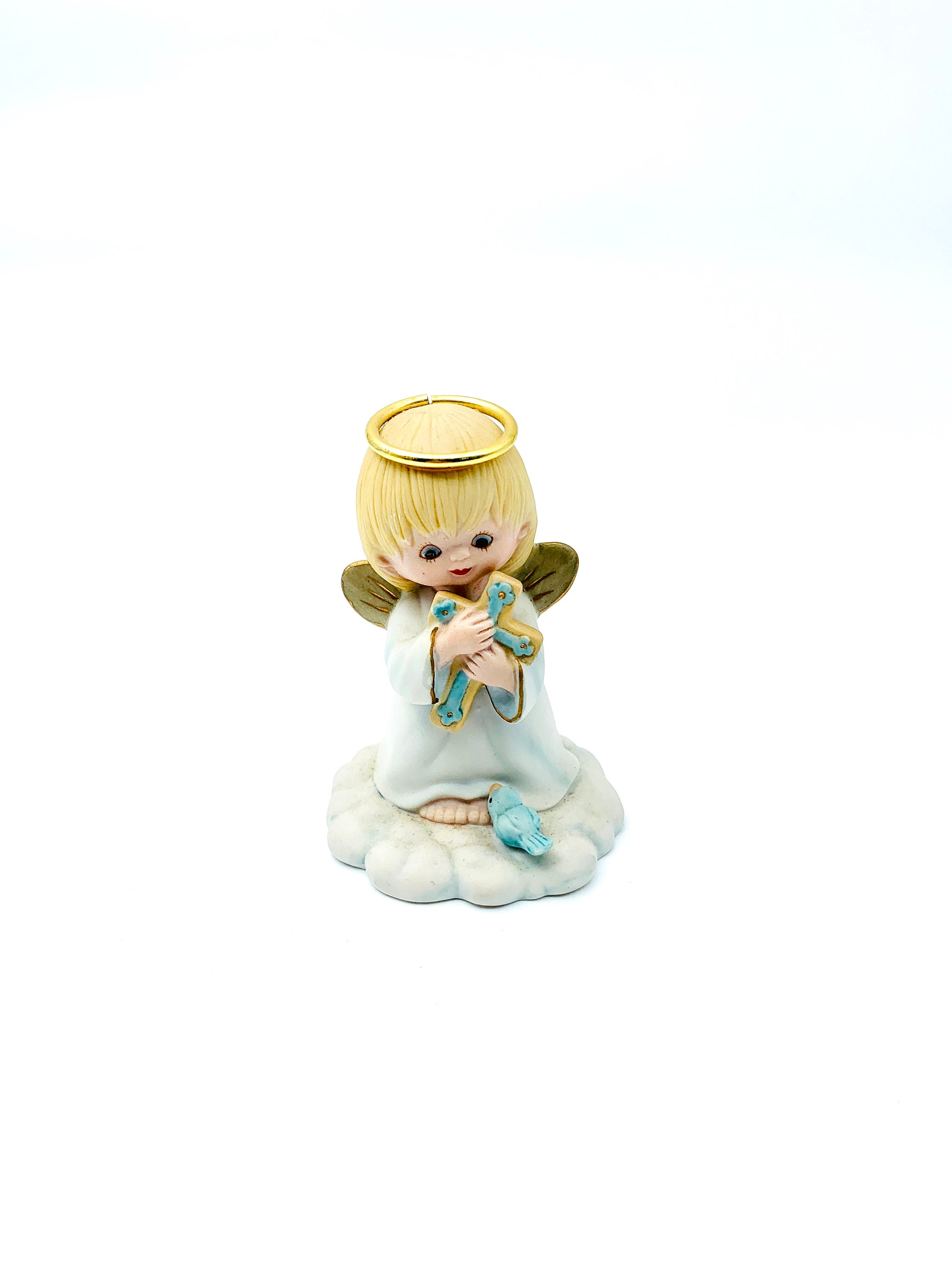 Vintage Hallmark Angel Holding Cross Figurine Confirmation | Etsy