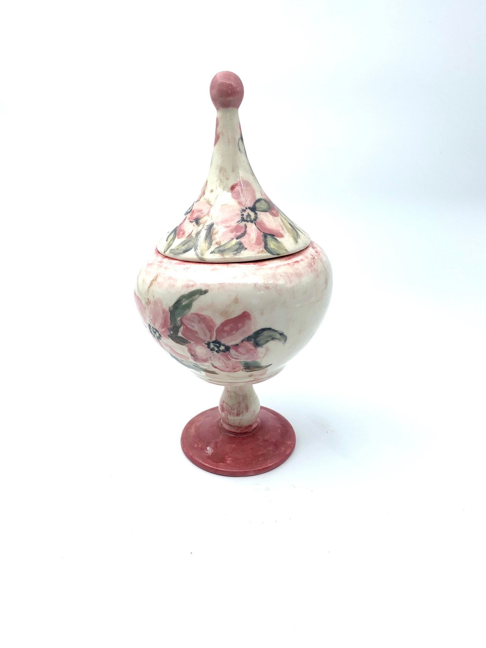 Vintage Art Pottery Compote Bowl With Lid Hand Painted Compote Dish - Etsy