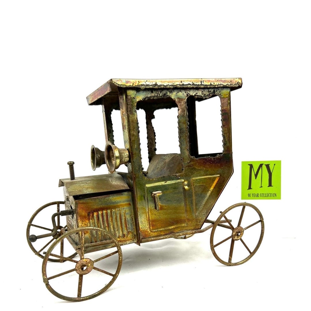 Vintage Music Box - Tin and Copper Tone Crank up Antique Model T Car ...