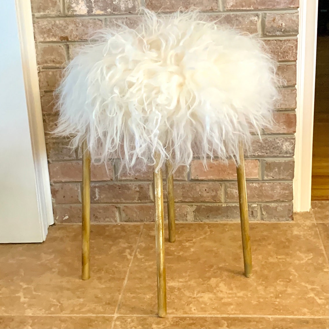 Handmade Repurposed Rustic Icelandic White Sheepskin Stool - Etsy