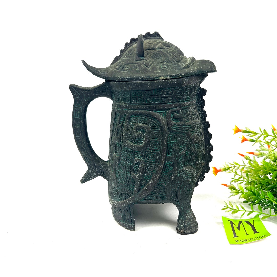 Vintage Bronzed Owl Pitcher: James Mont Inspired Shiang Dynasty Decor ...