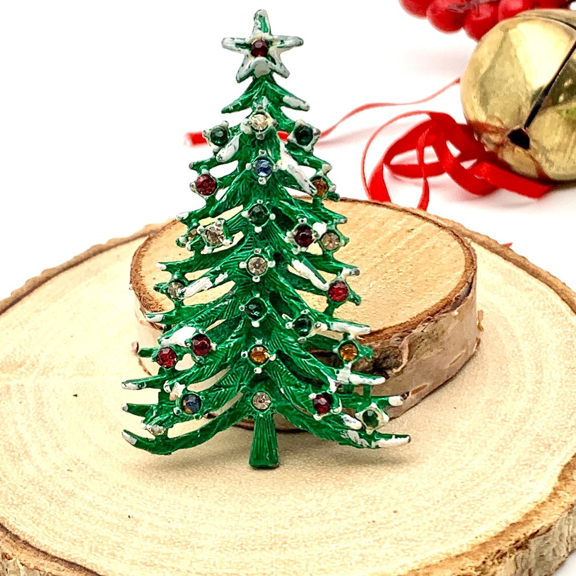 Adorable Vintage Enamel Christmas Tree With Rhinestones Pin - Etsy