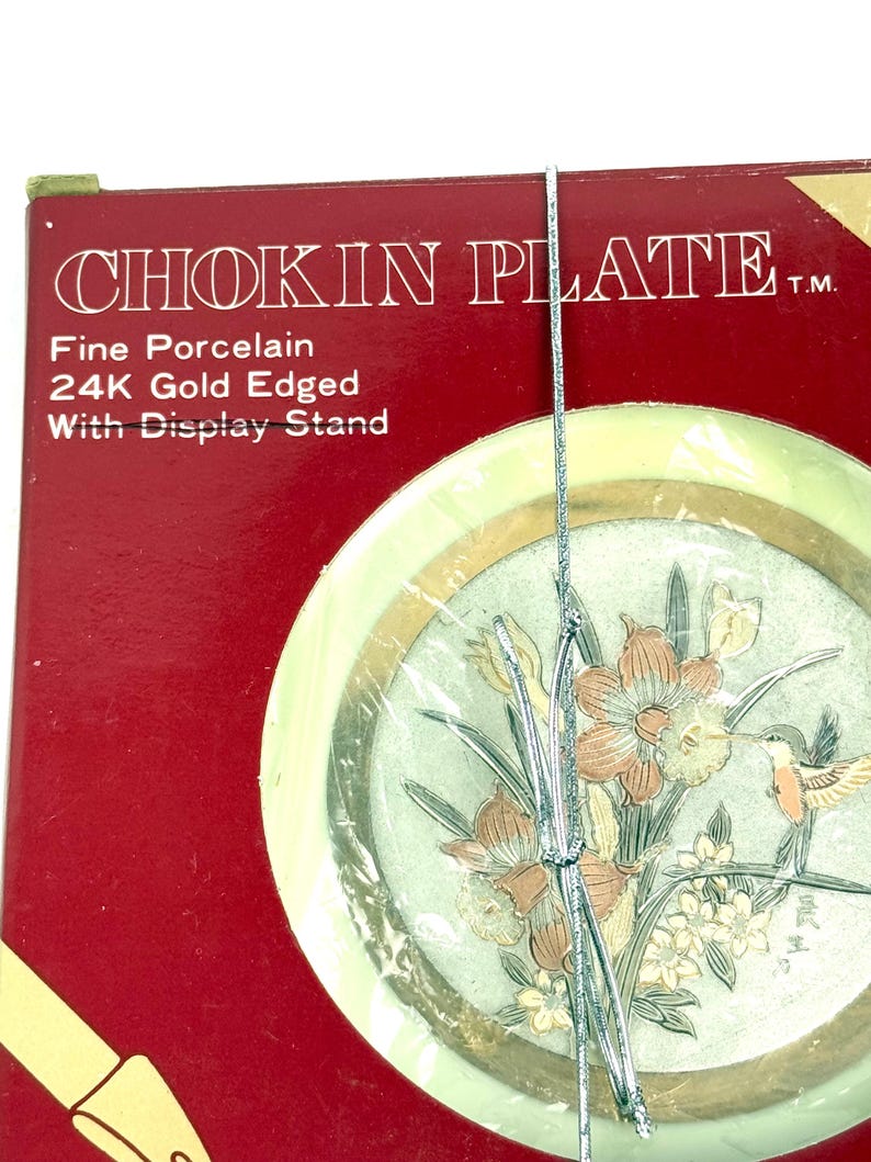 Vintage Himark Chokin Plate 24K Gold Edged Porcelain Hummingbird Floral ...