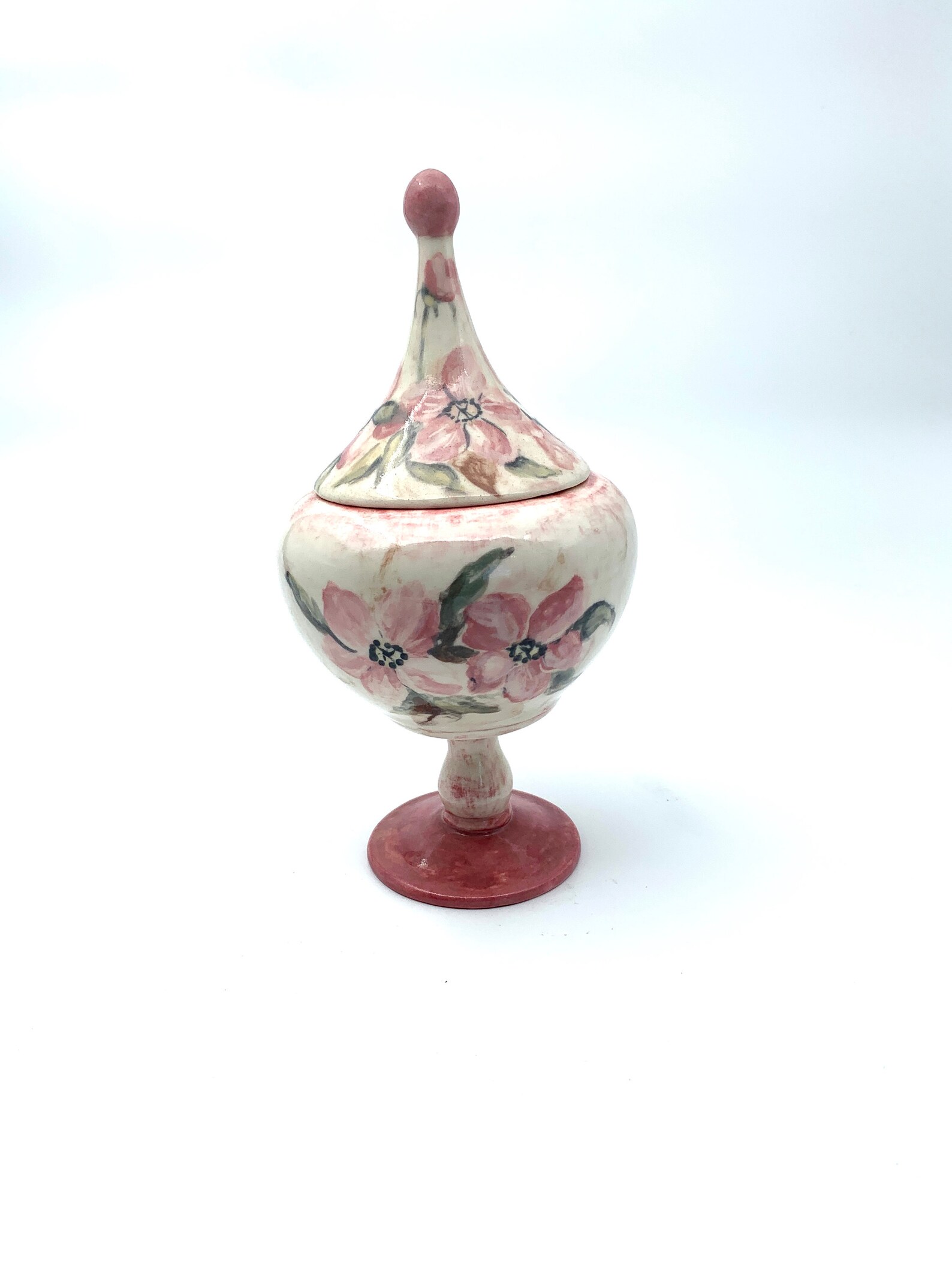 Vintage Art Pottery Compote Bowl With Lid Hand Painted Compote Dish - Etsy