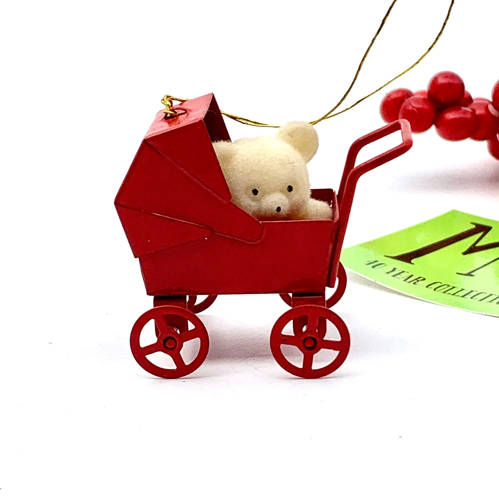 Vintage Avon Teddy Bear Collection Ornament Red Stroller White - Etsy