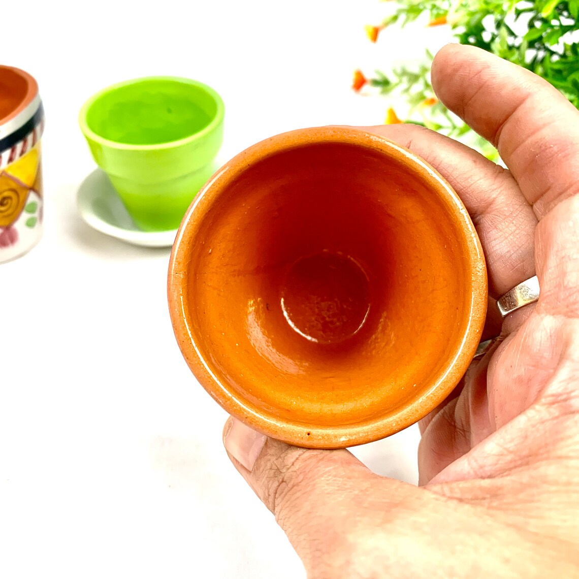 Vintage Set of Three Mini Painted Terra Cotta Pots Indoor Mini - Etsy