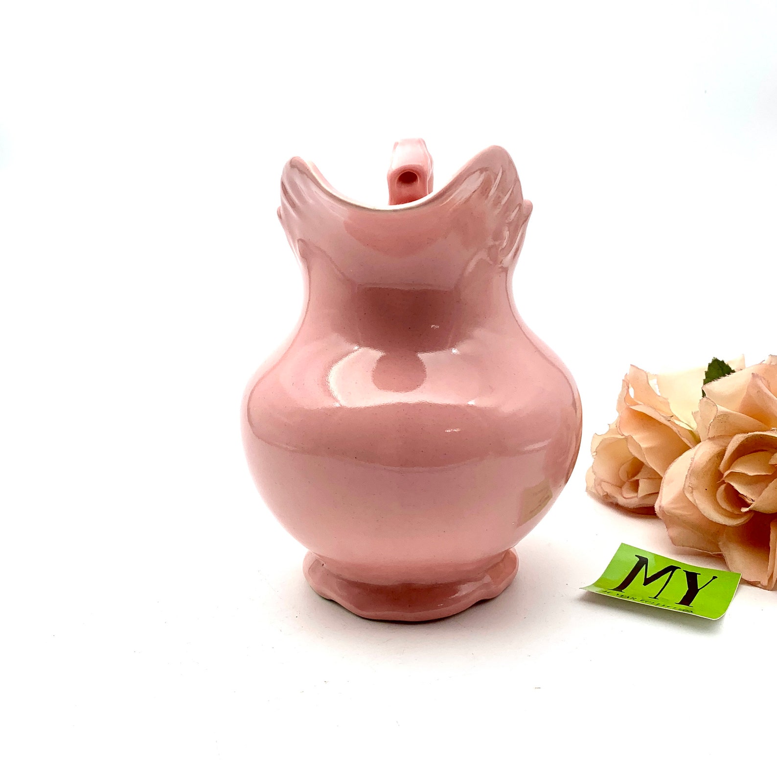 Beautiful Vintage Studio Pottery Baby Pink Pitcher Ornate | Etsy