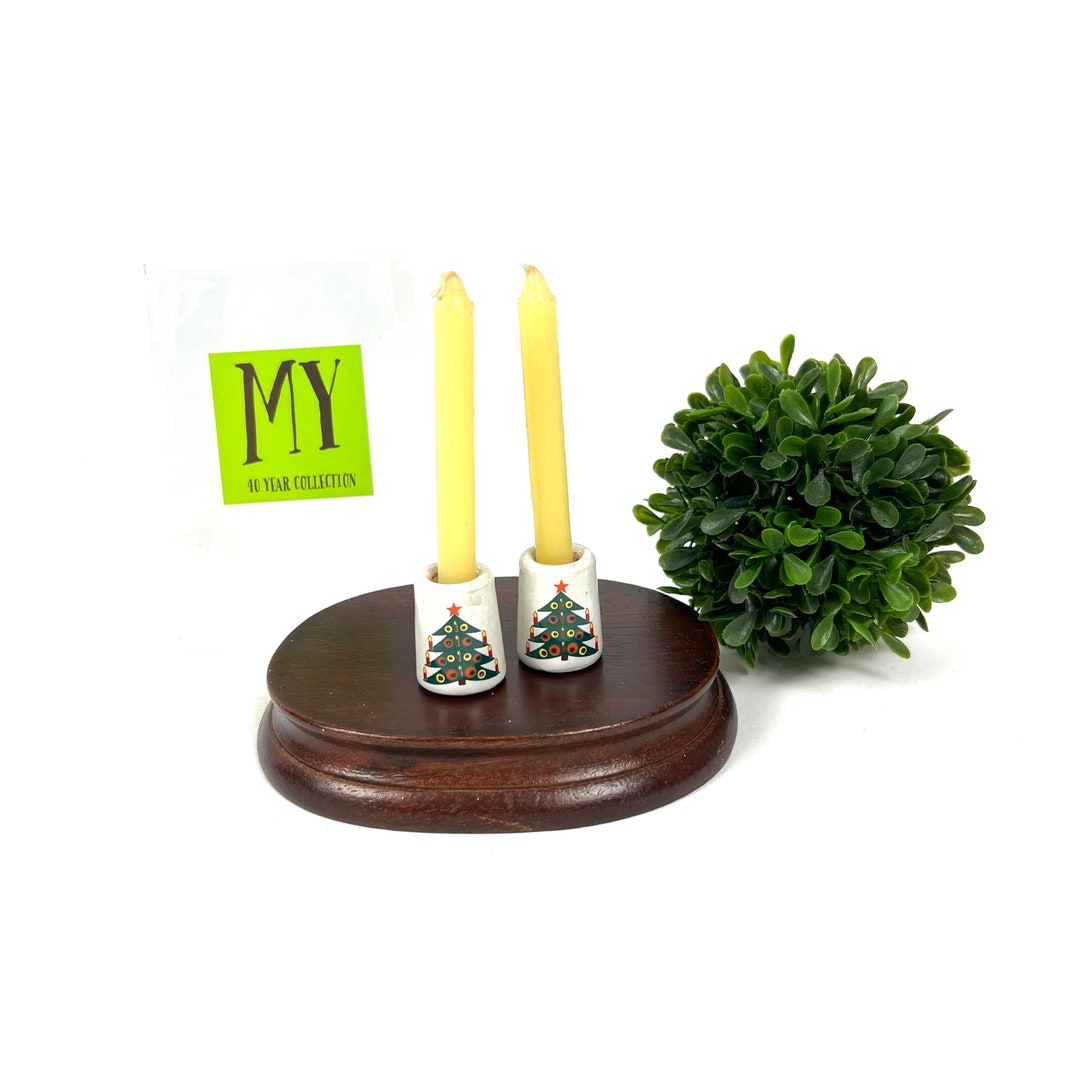 Vintage Christmas Tree Candle Holders: Porcelain Thimble Pair - Etsy